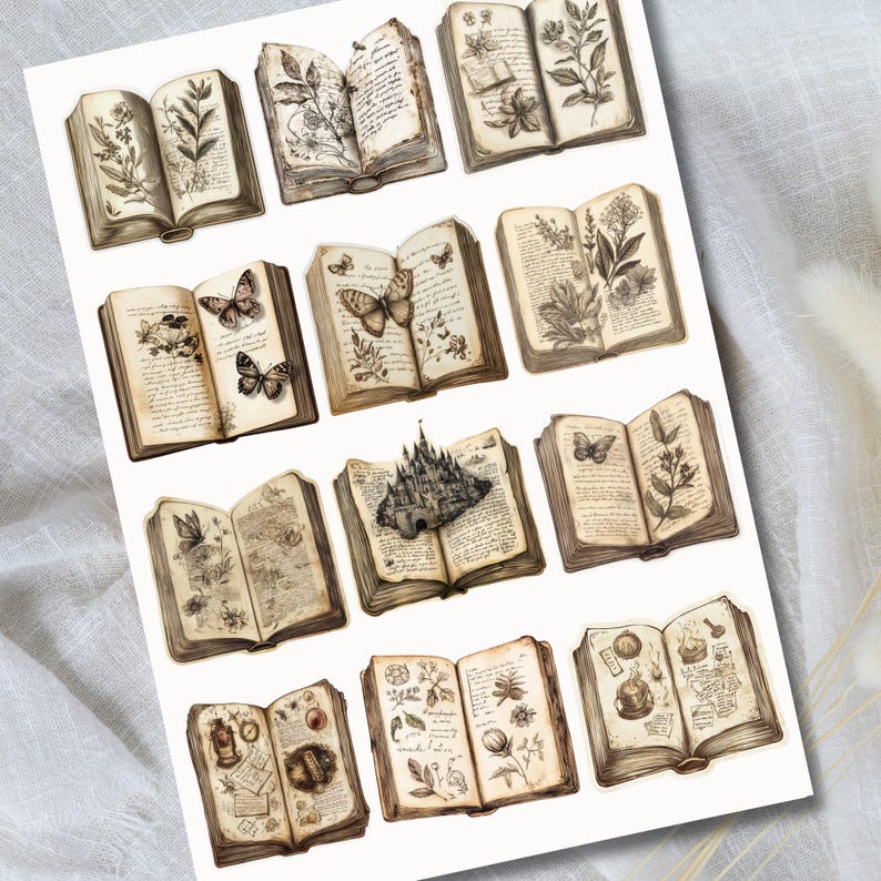 Vintage Book Stickers, 4 Pages Printable Stickers, Bookish Junk Journal ...