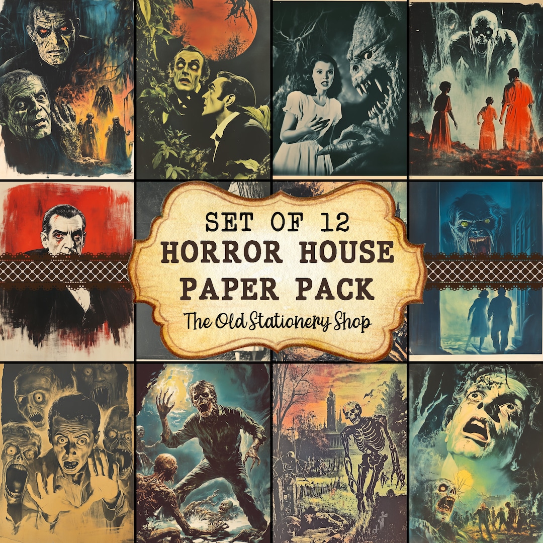 Horror Paper Pack, Halloween Junk Journal Pages, Vintage Ephemera ...