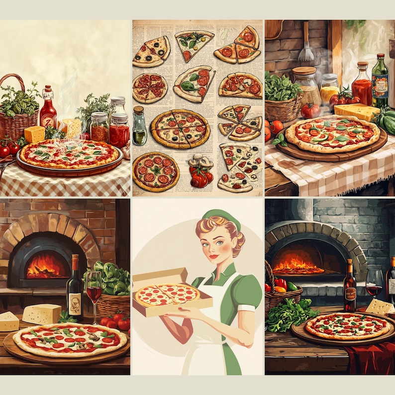 Pizza Paper Pack, 30 Pages Printable Junk Journal Set, Pizza Wall Art ...