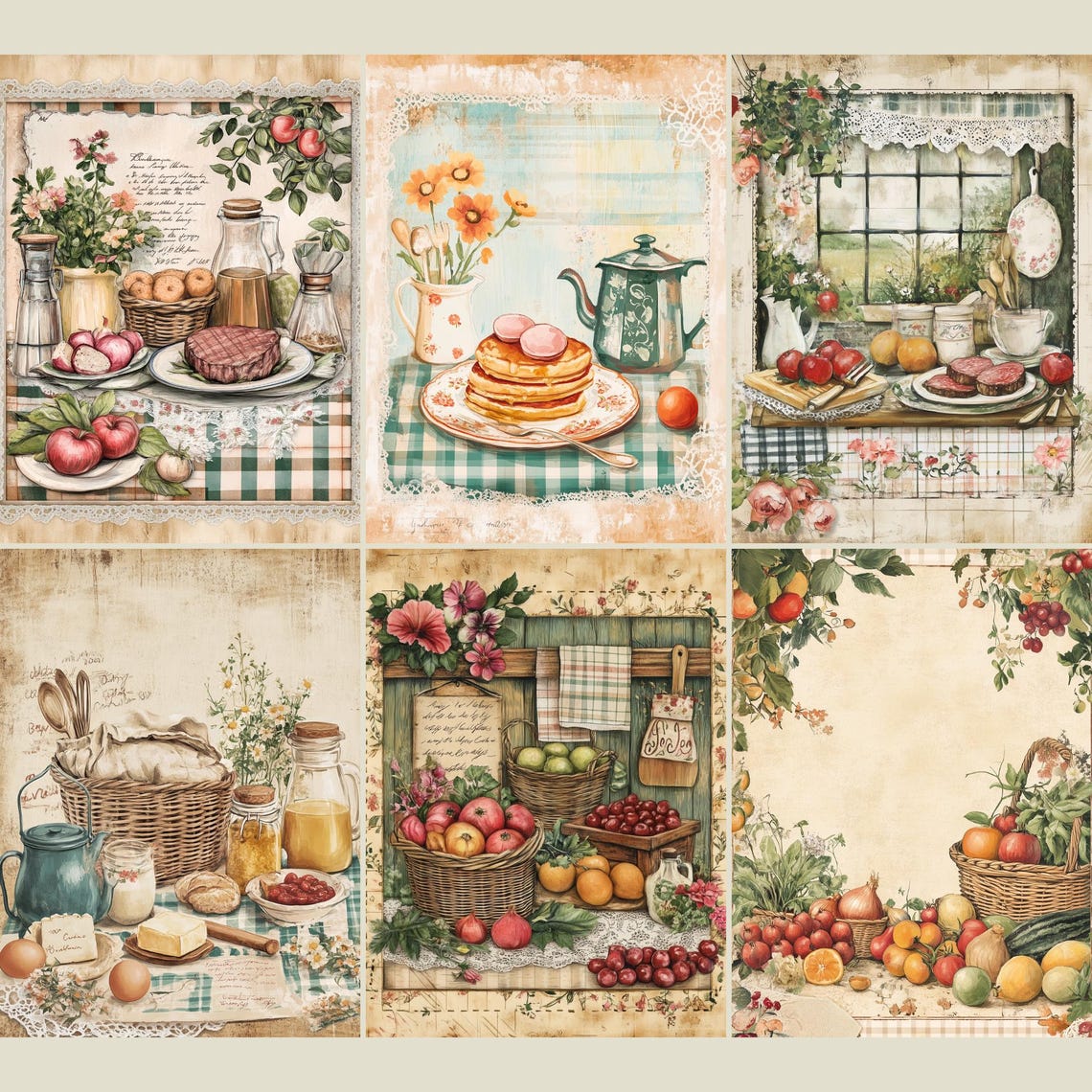 Rustic Kitchen Paper Pack Vintage Junk Journal Printable Pages ...