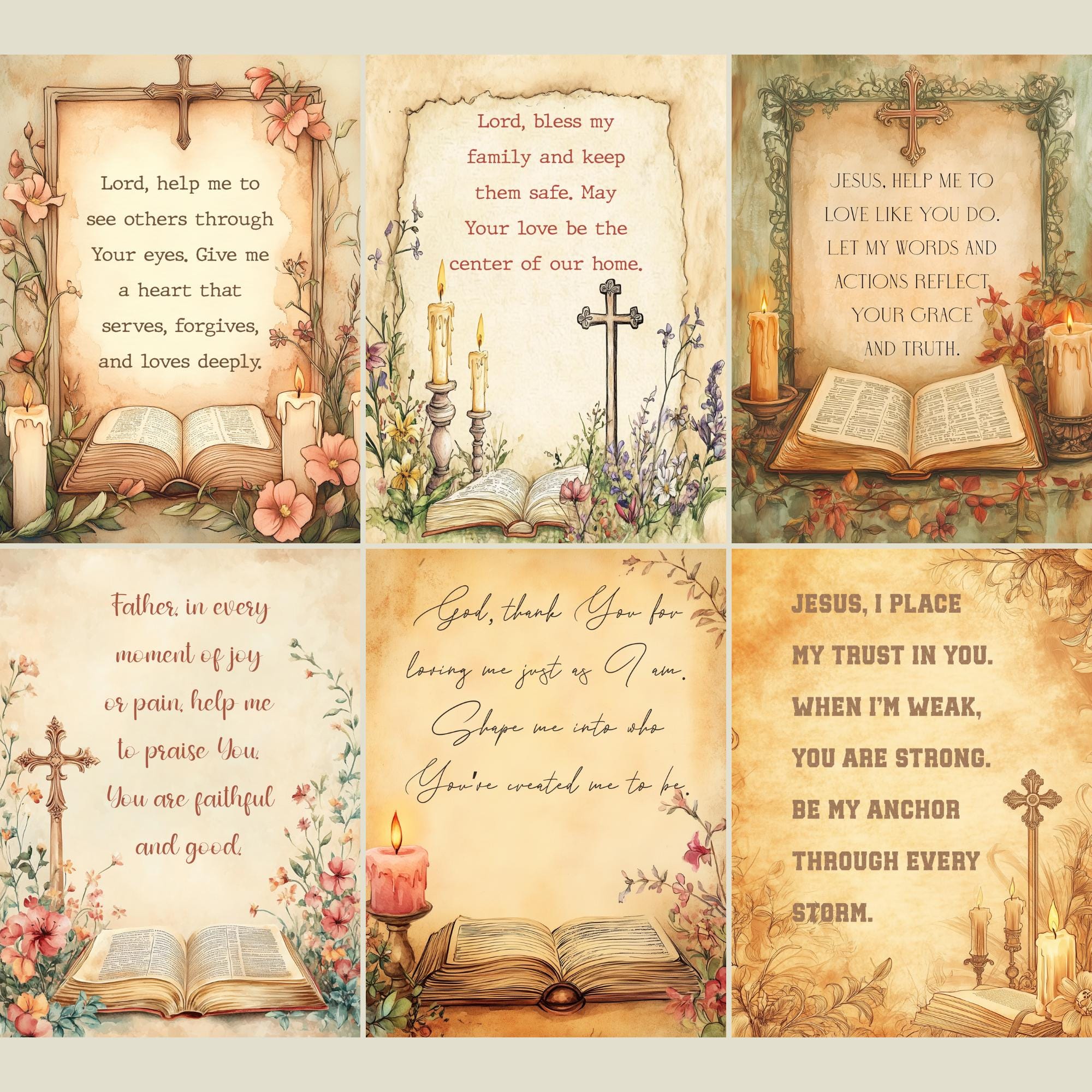 Prayers Paper Pack, 24 Pages Printable Junk Journal, Vintage Bible ...