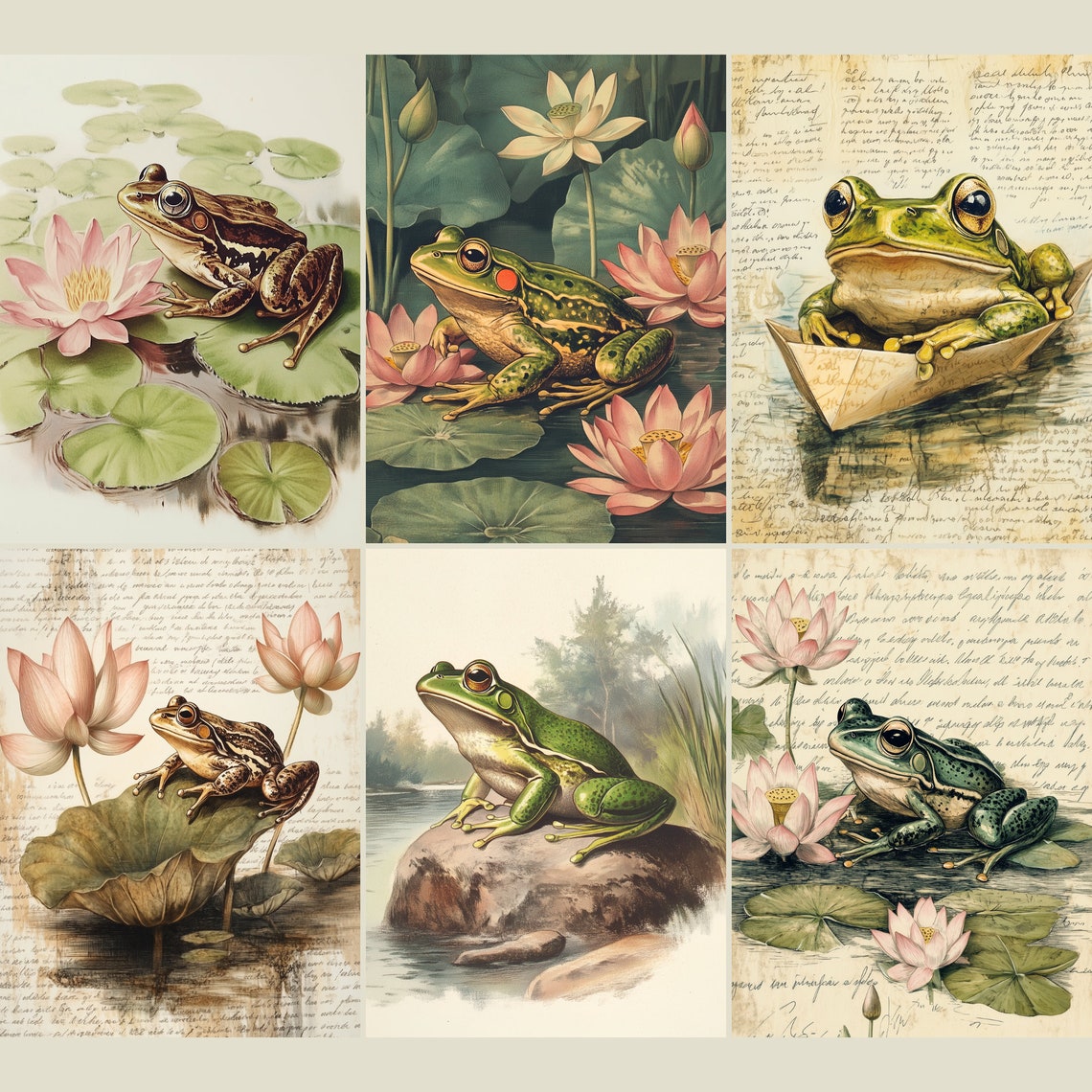 Vintage Frogs Paper Pack Vintage Junk Journal Printable Pages ...