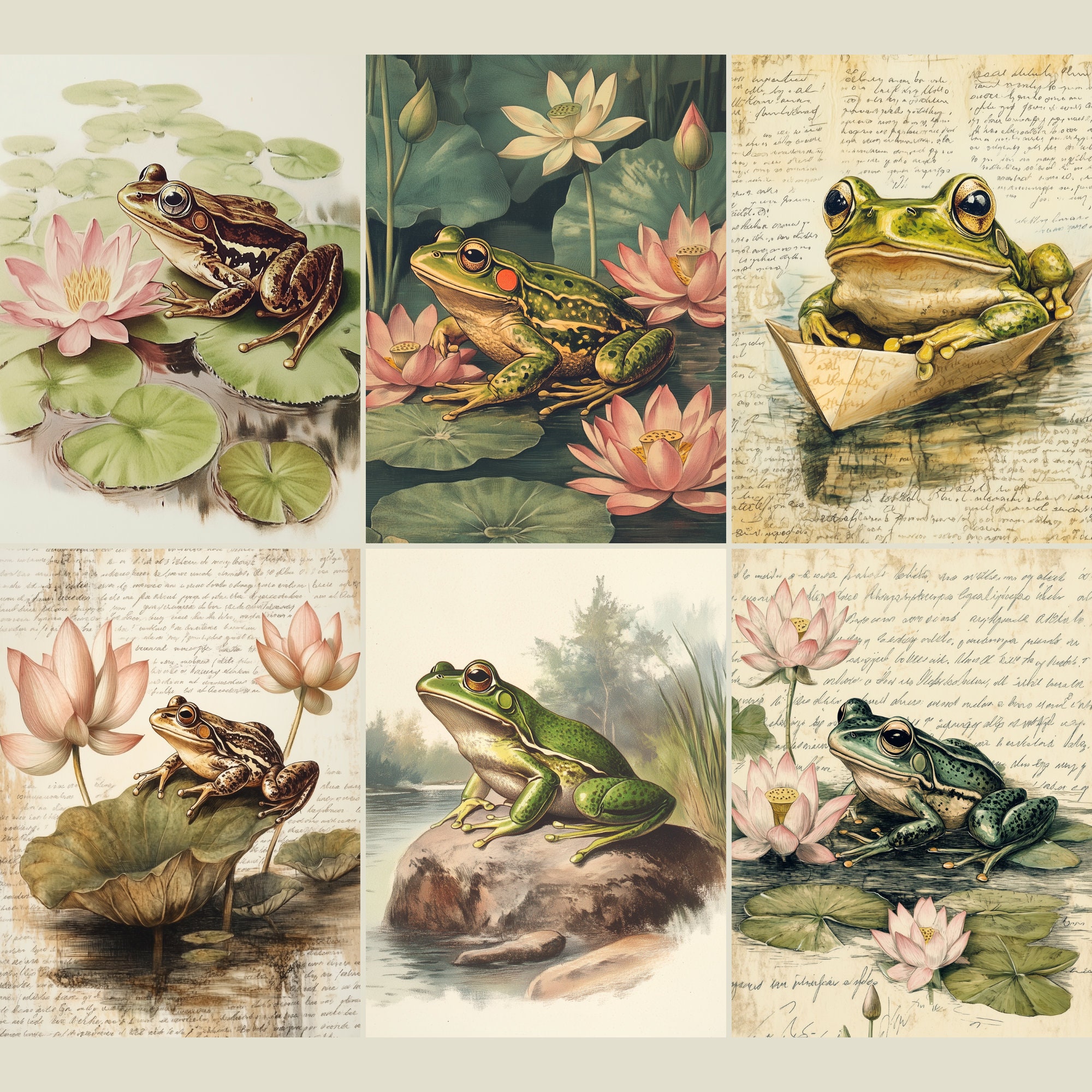Vintage Frogs Paper Pack Vintage Junk Journal Printable Pages ...