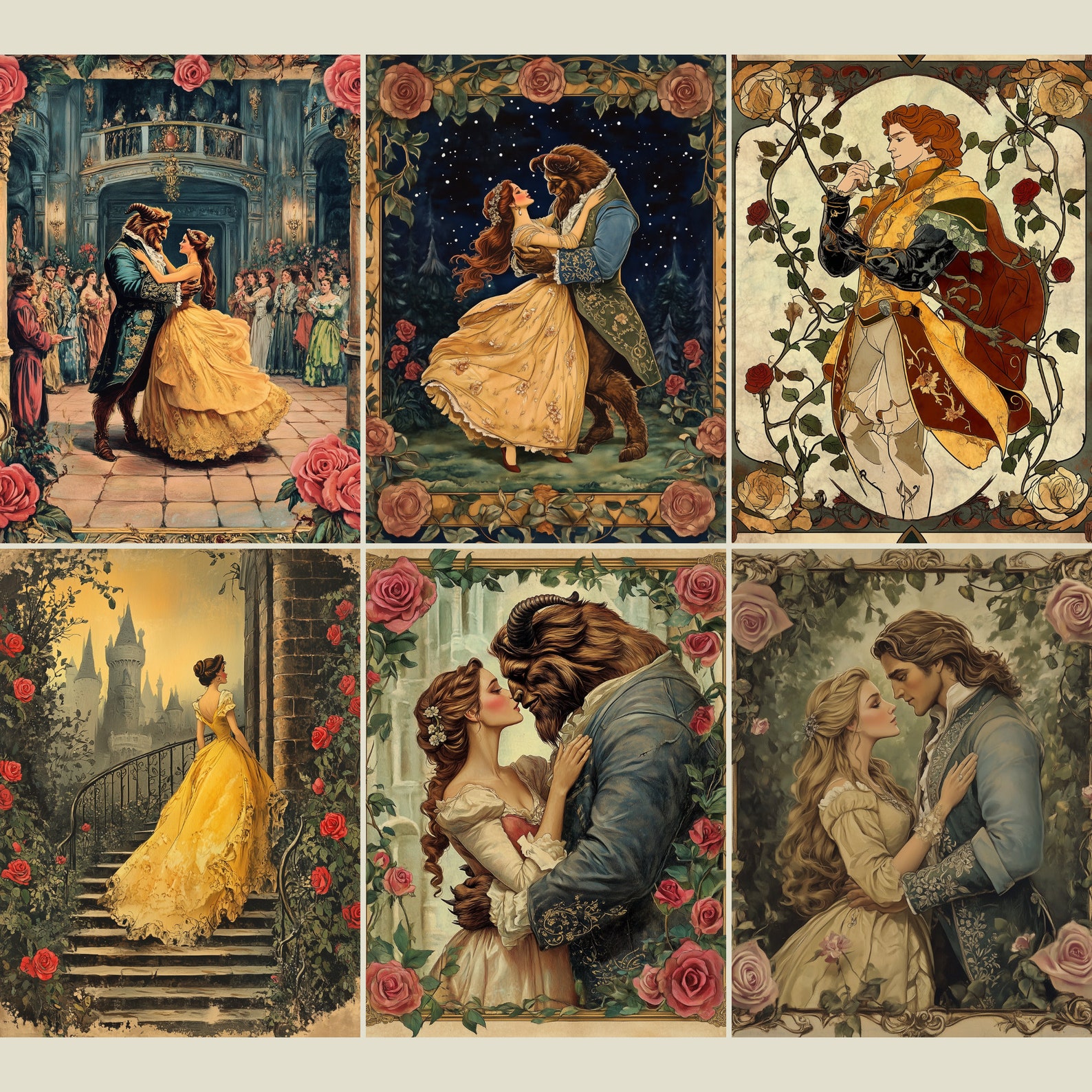 Beauty & the Beast Paper Pack, Vintage Fairytale Junk Journal Printable ...