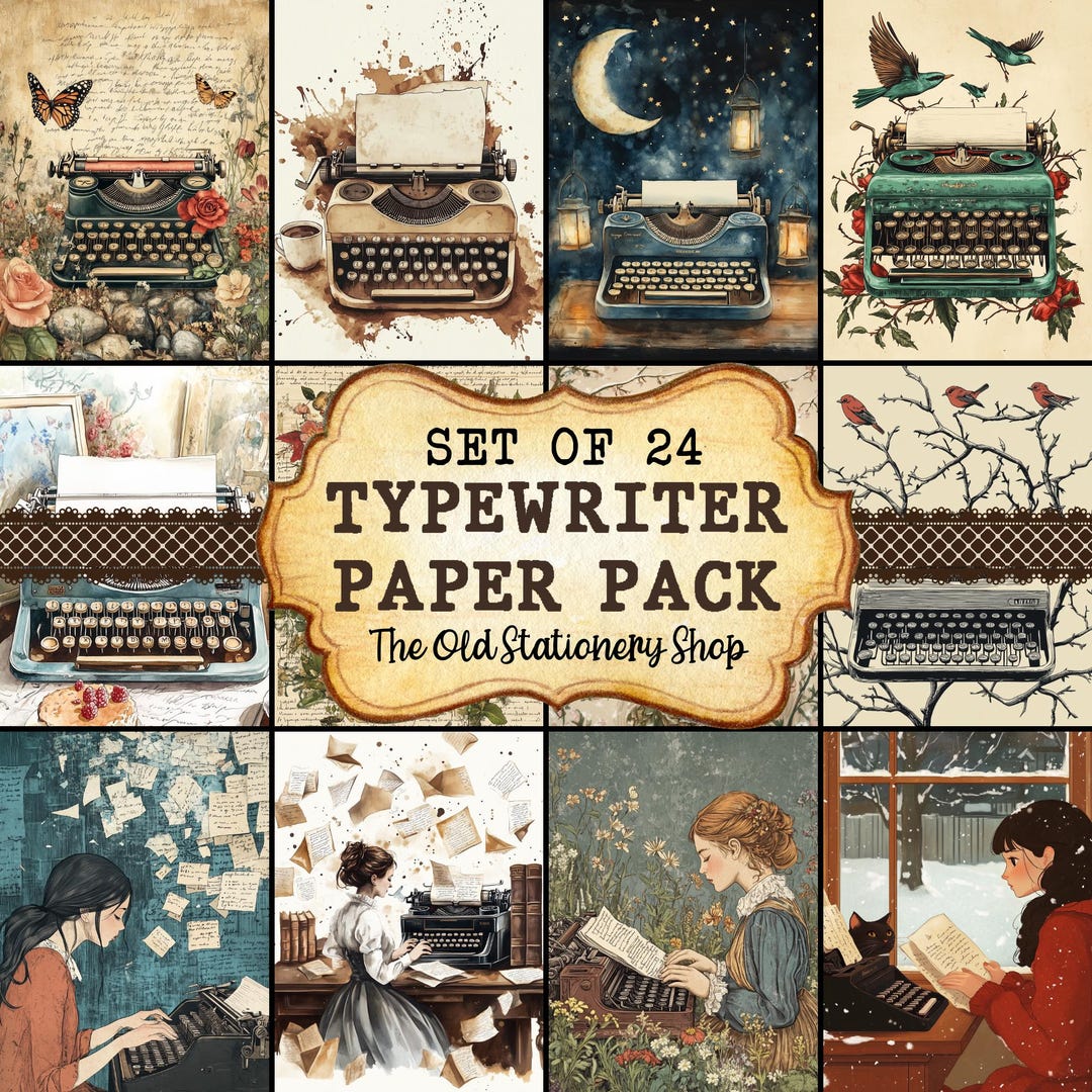 Typewriter Paper Pack - 24 Pages Printable Junk Journal Vintage ...