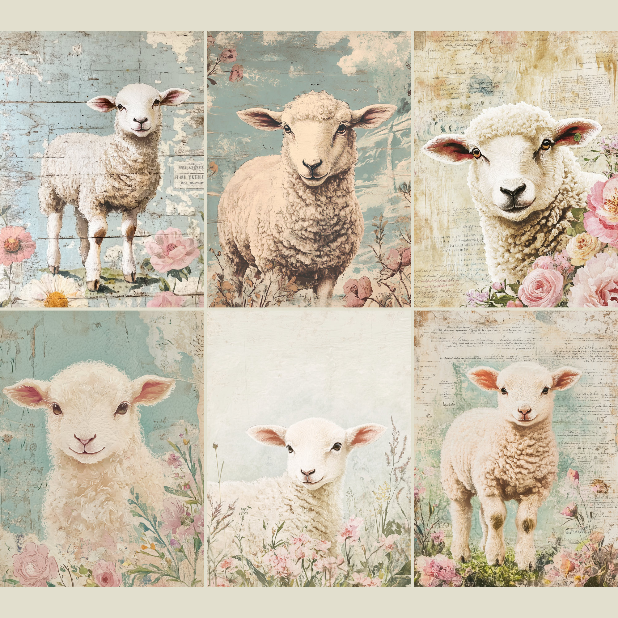 Shabby Sheep Paper Pack Vintage Junk Journal Printable Pages Farm Life ...
