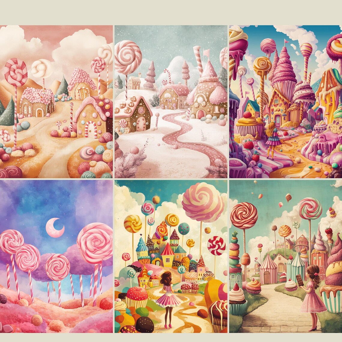 Candyland Paper Pack, 24 Pages Printable Junk Journal, Vintage Retro ...