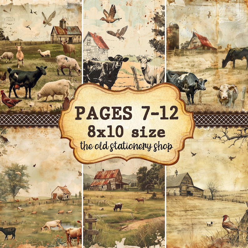 Farm Life Paper Pack Vintage Junk Journal Printable Pages Scrapbooking ...