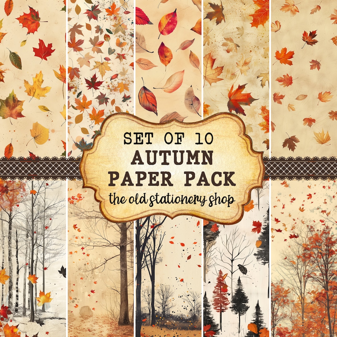 Autumn Paper Pack Vintage Junk Journal Printable Pages Fall Maple ...