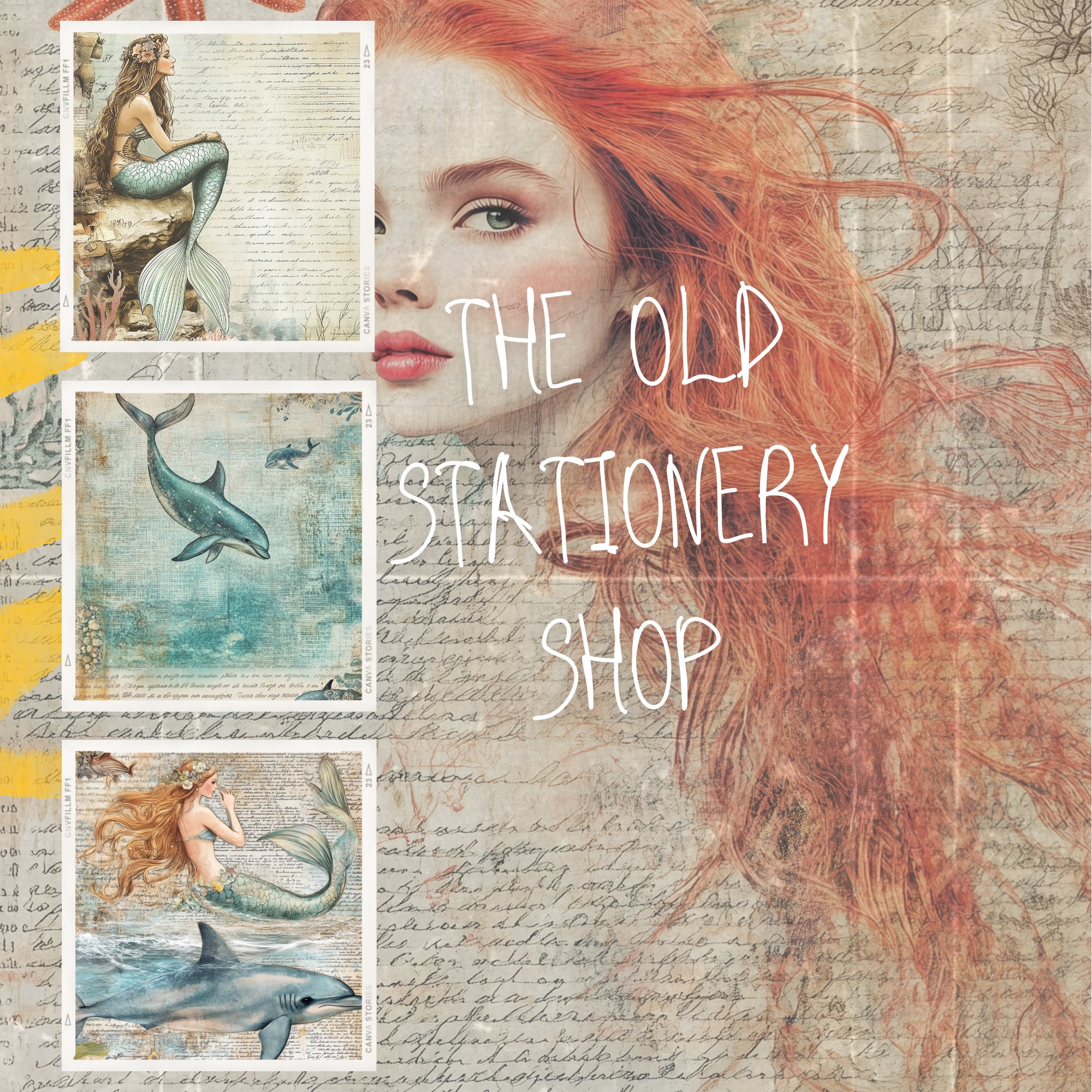 Mermaid Paper Pack Vintage Junk Journal Printable Pages Colorful ...