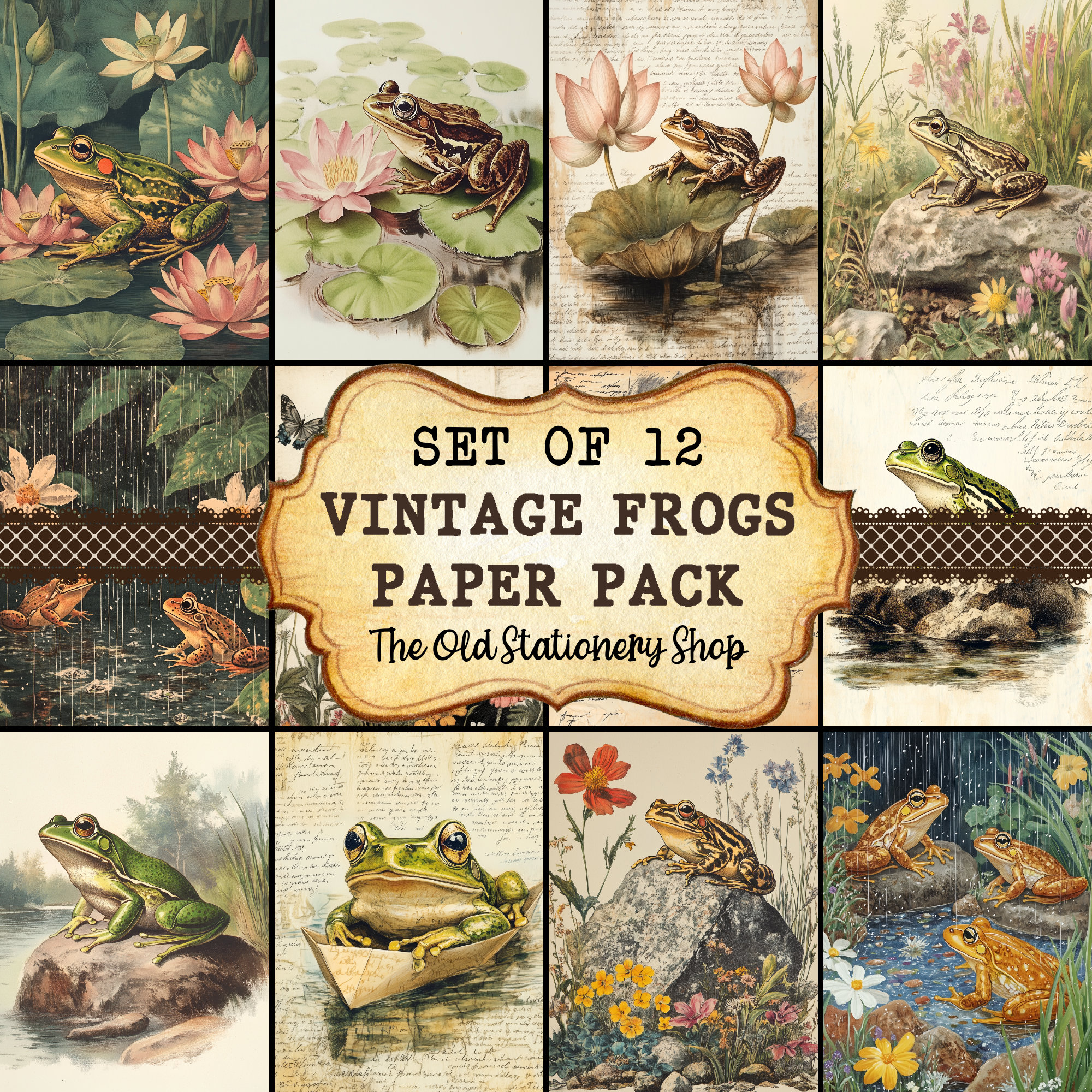 Vintage Frogs Paper Pack Vintage Junk Journal Printable Pages ...