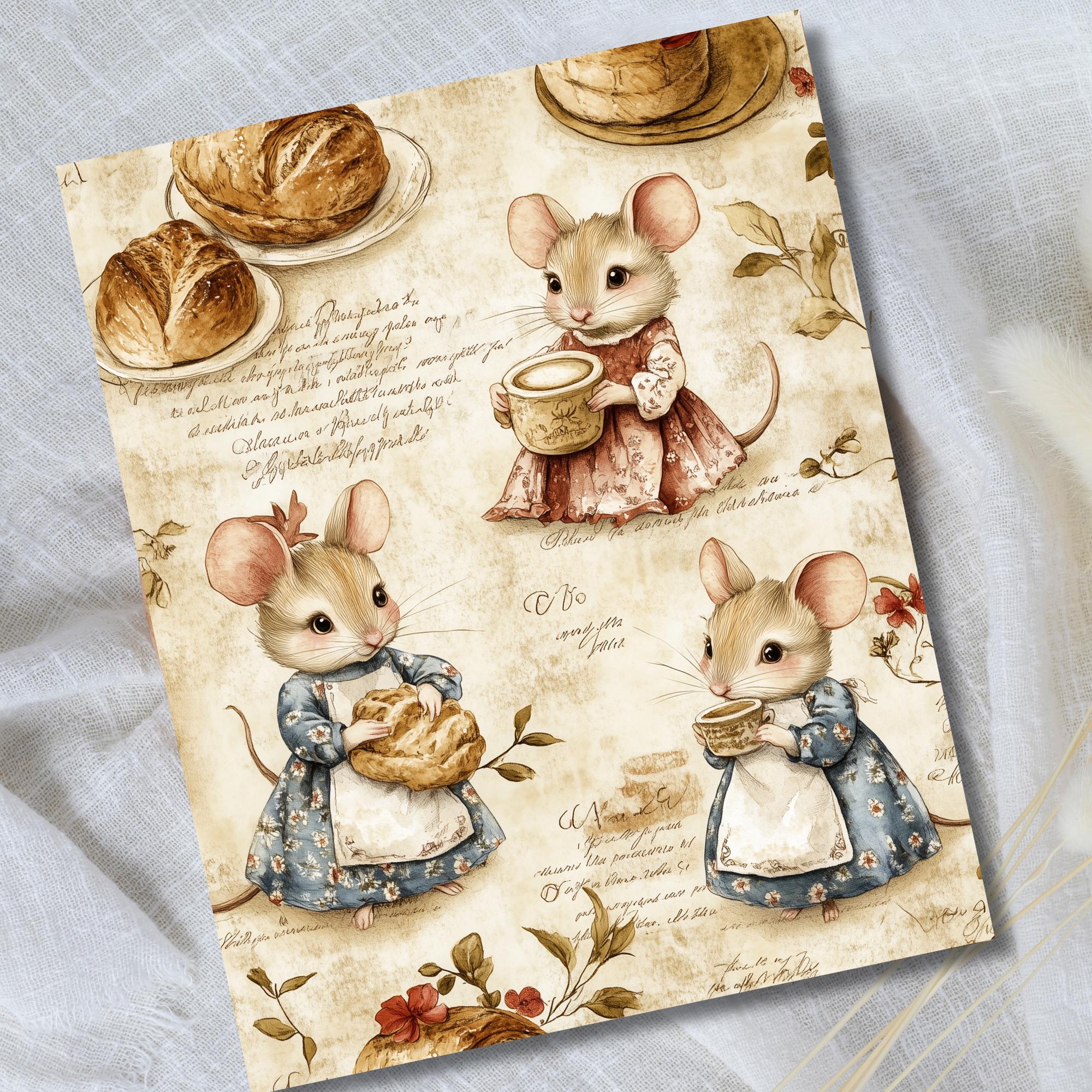 Country Mice Paper Pack, 18 Pages Printable Junk Journal, Whimsical ...