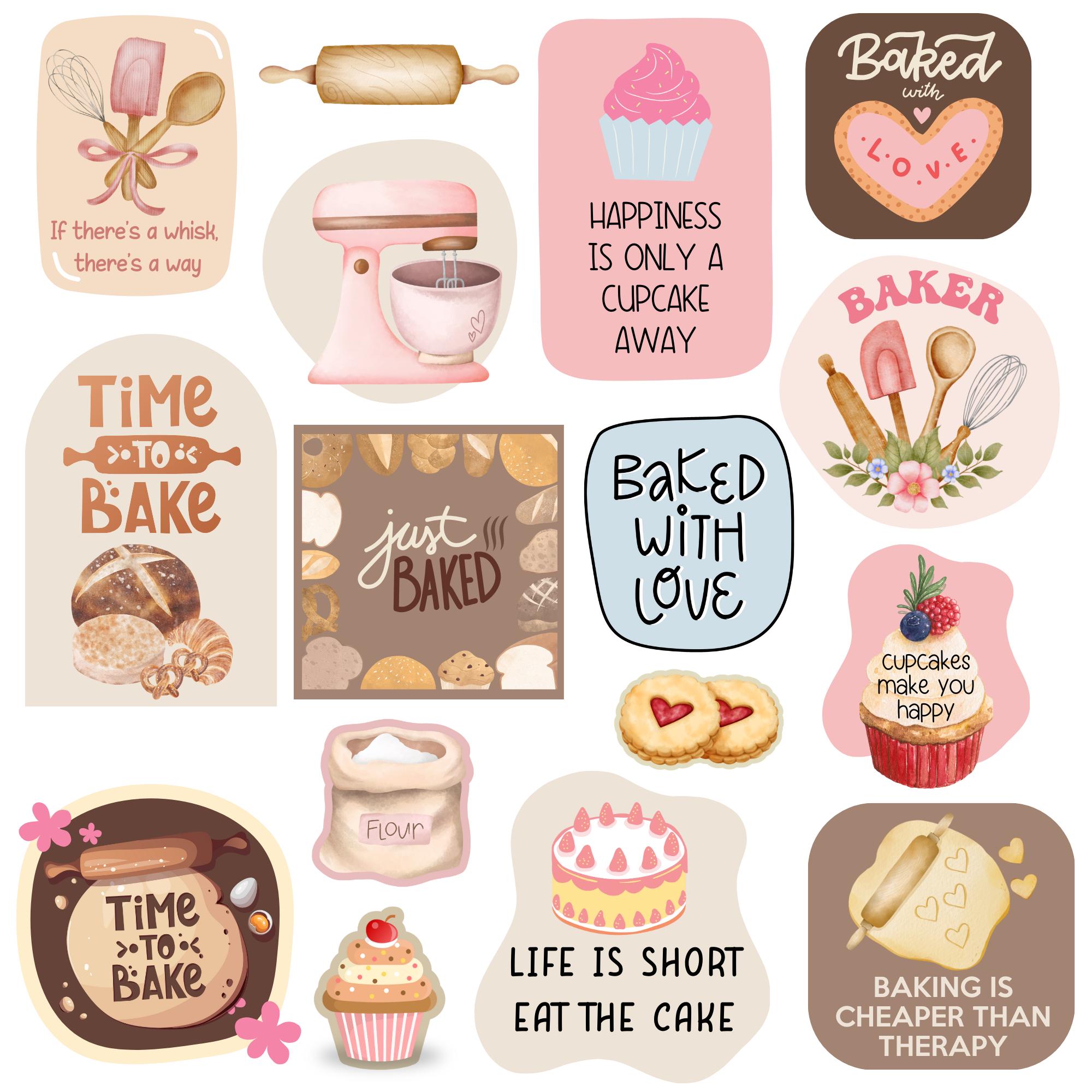 Baking Printable Sticker Sheet, 3 Pages Baking Stickers, Cute Baker ...
