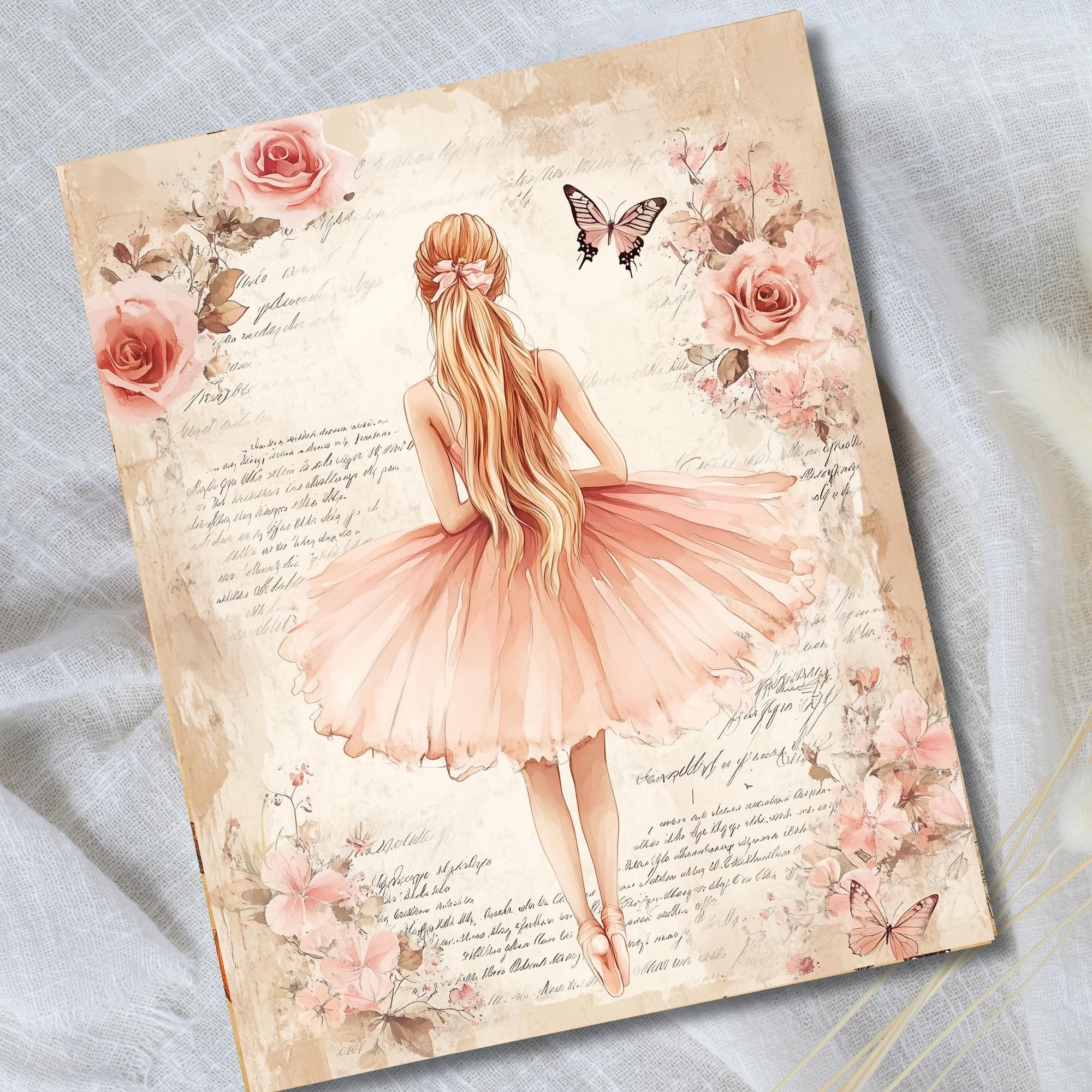 Pastel Ballet Paper Pack, 18 Printable Stationery Sheet, Vintage ...