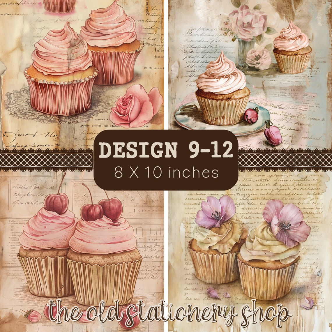 Sweet Cupcakes Paper Pack Vintage Junk Journal Printable Pages ...