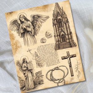 Divine Faith Paper Pack, 18 Pages Printable Junk Journal, Vintage Bible ...