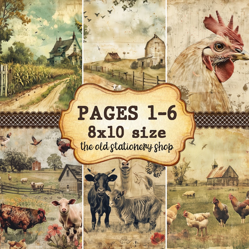 Farm Life Paper Pack Vintage Junk Journal Printable Pages Scrapbooking ...