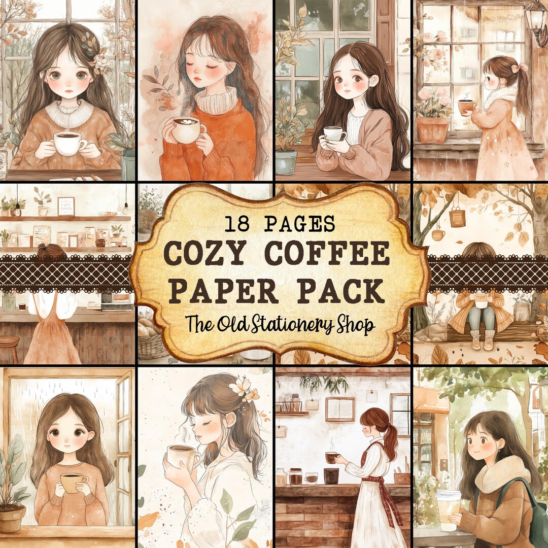 Cozy Coffee Paper Pack, 18 Pages Printable Junk Journal, Cute ...