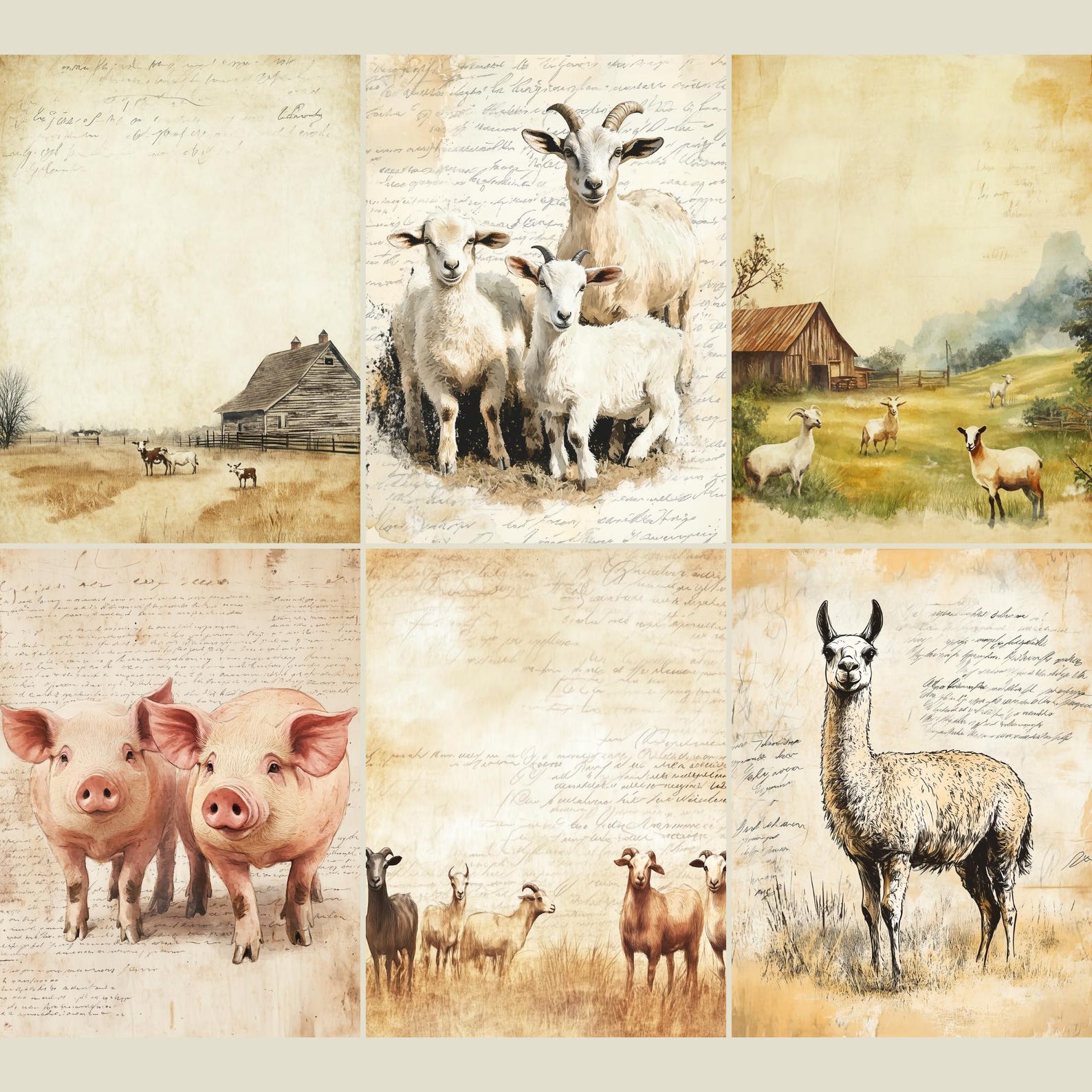 Vintage Farm Paper Pack - 24 Pages Junk Journal Printable Pages ...