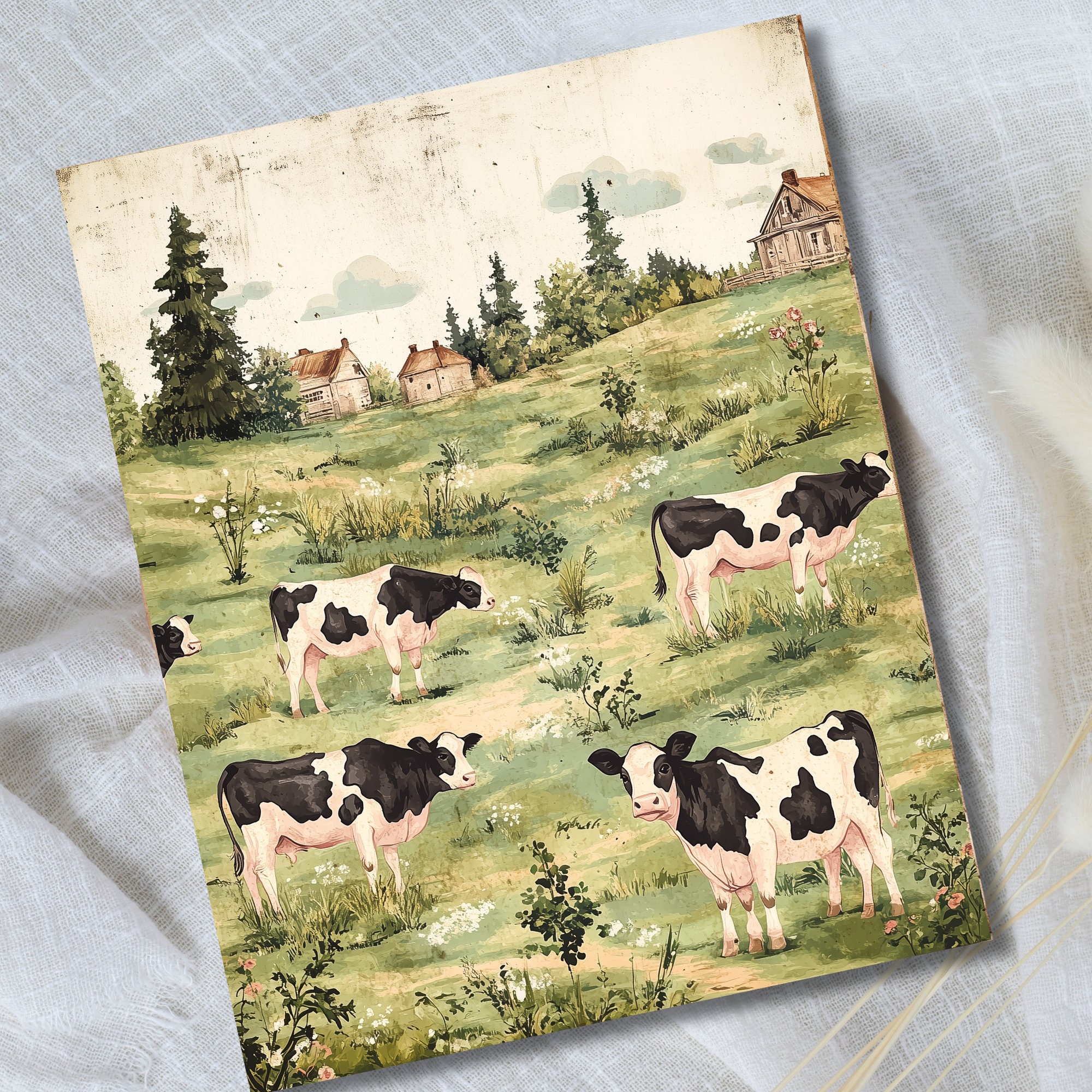 Cow Paper Pack Vintage Junk Journal Printable Pages Farm Life Animals ...