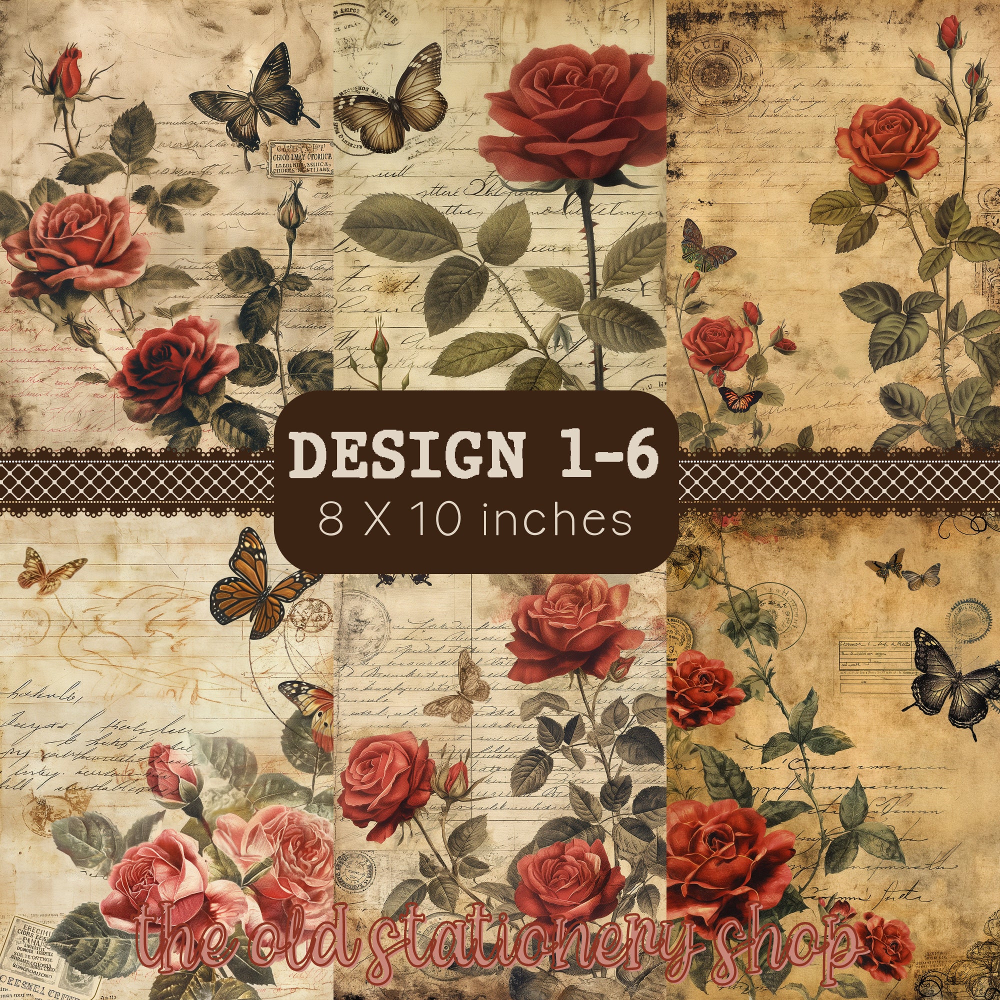 Victorian Roses Paper Pack Vintage Junk Journal Printable Pages ...