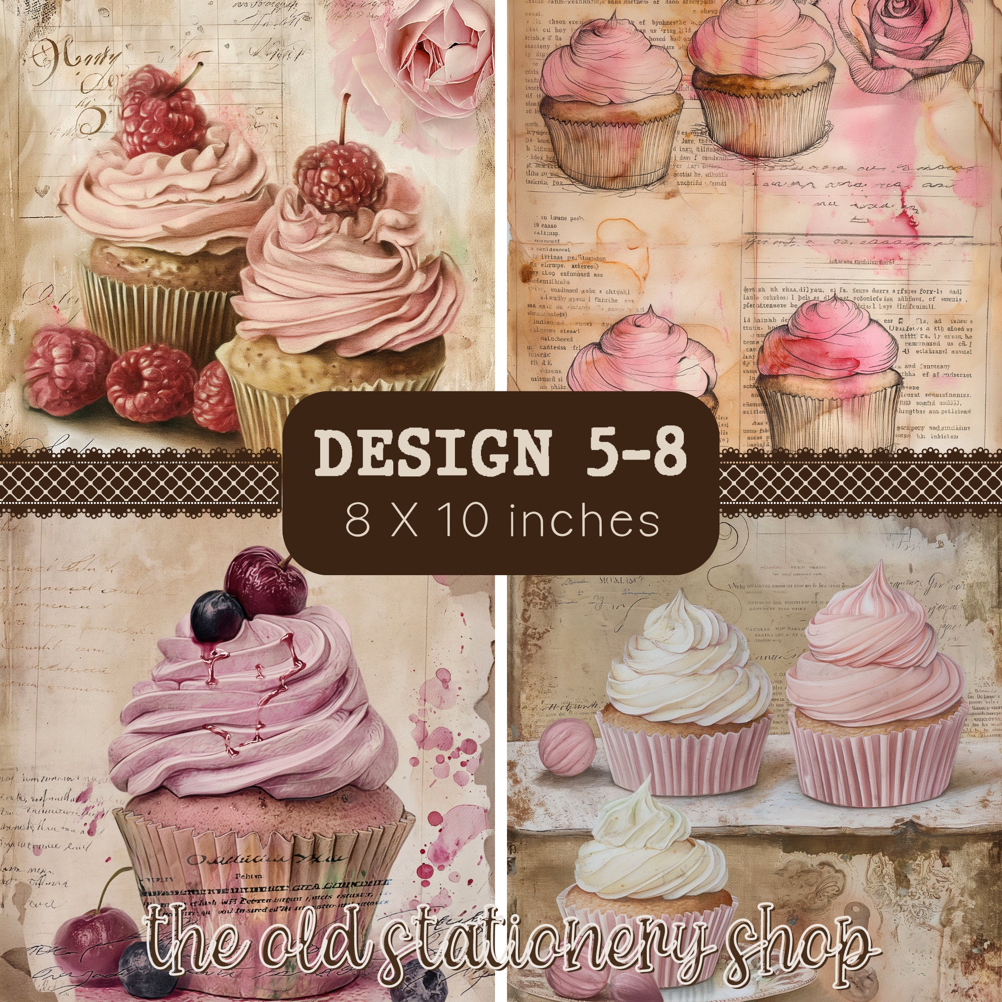 Sweet Cupcakes Paper Pack Vintage Junk Journal Printable Pages ...