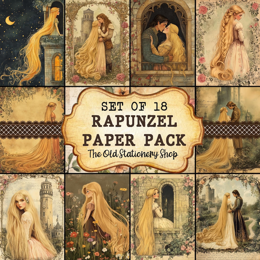 Rapunzel Paper Pack, Vintage Fairytale Junk Journal Printable Pages ...