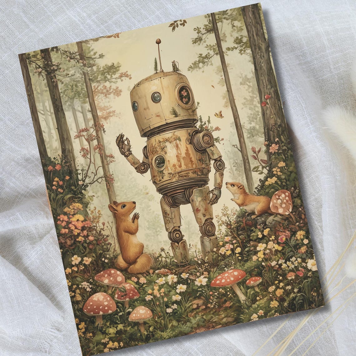 Vintage Wild Robots Paper Pack Forest Animals Junk Journal Printable ...