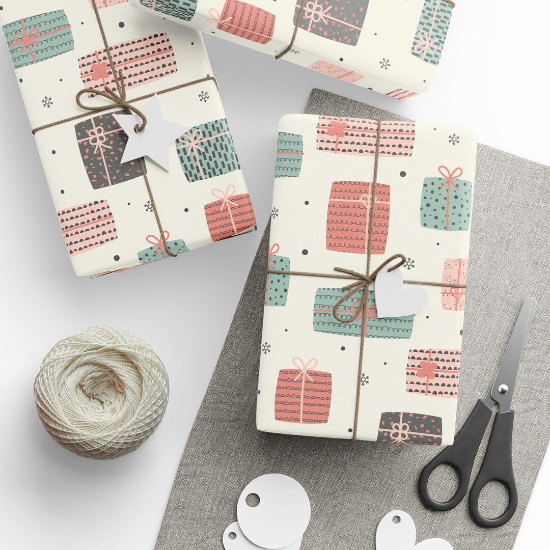 Vintage Christmas Wrapping Paper, Christmas Gift Wrapper, Colorful ...