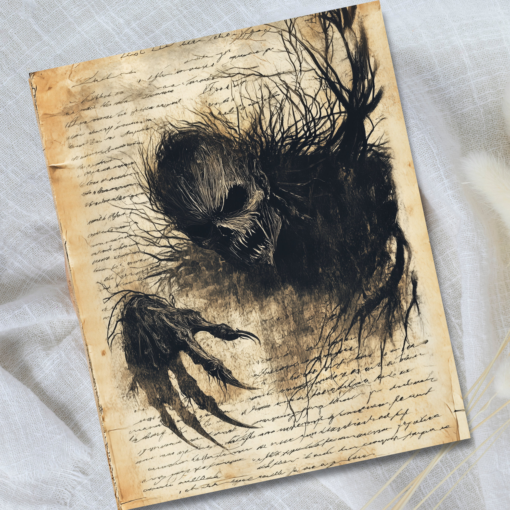 Monsters Paper Pack, Vintage Halloween Junk Journal Pages, Horror ...