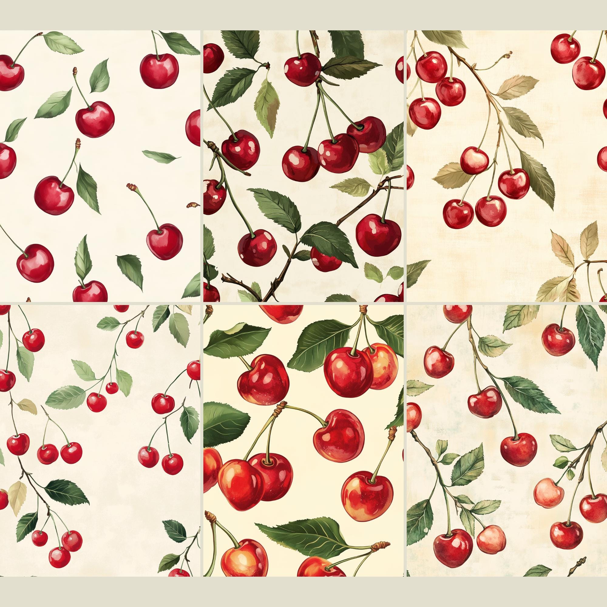 Cherries Paper Pack, 30 Pages Printable Junk Journal, Cottagecore ...