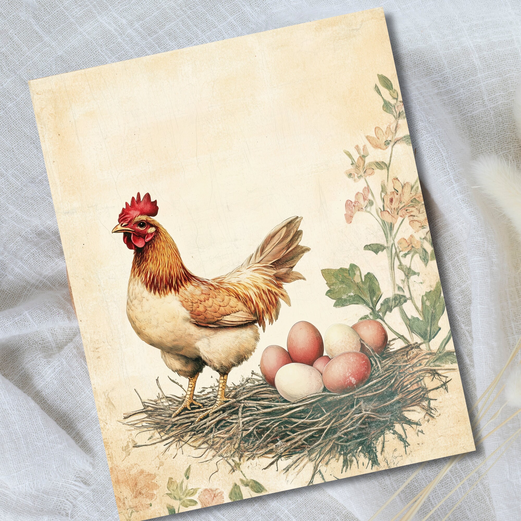 Chicken Paper Pack Vintage Junk Journal Printable Pages Farm Animals ...