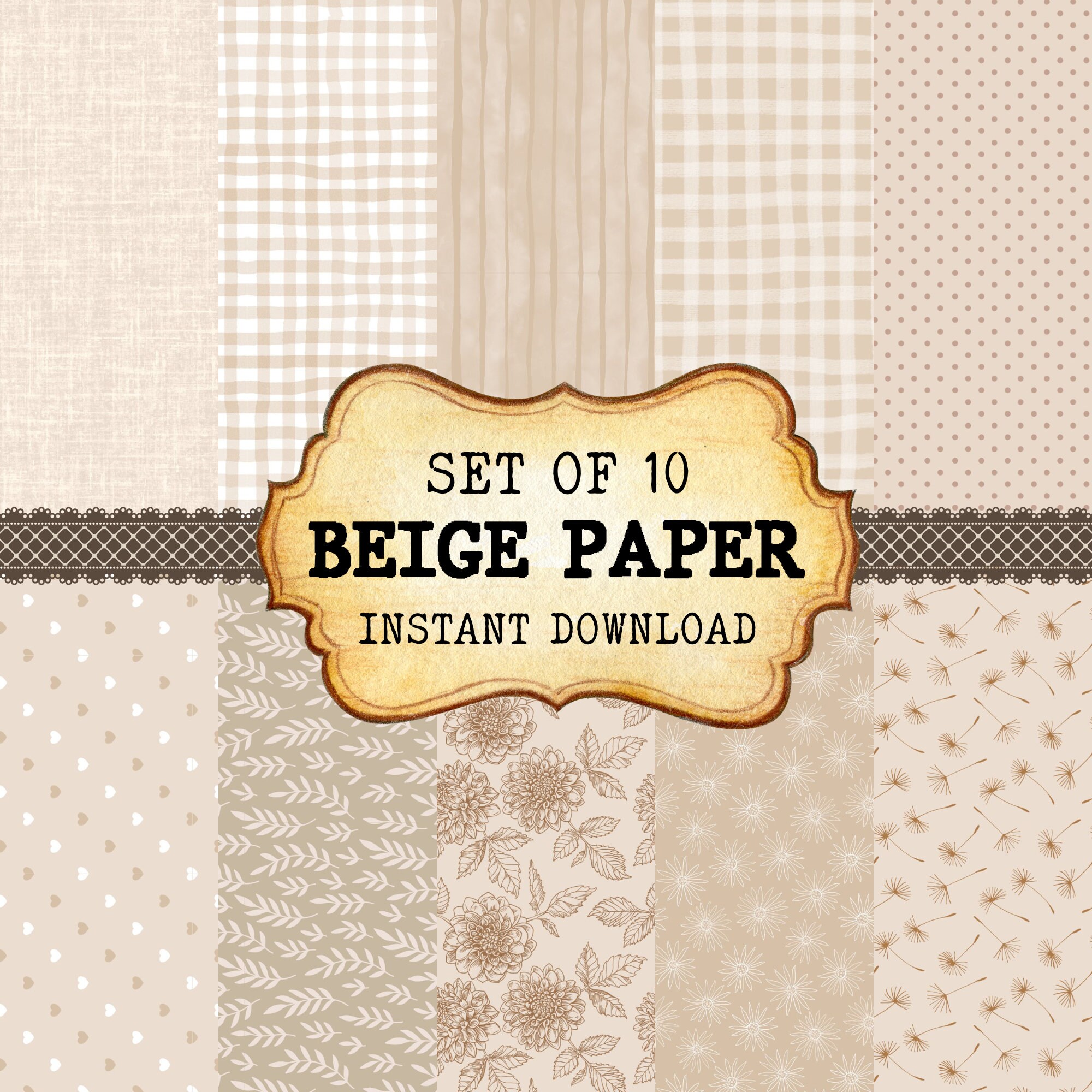 Beige Paper Digital Download, Printable Junk Journal, Aesthetic Planner ...
