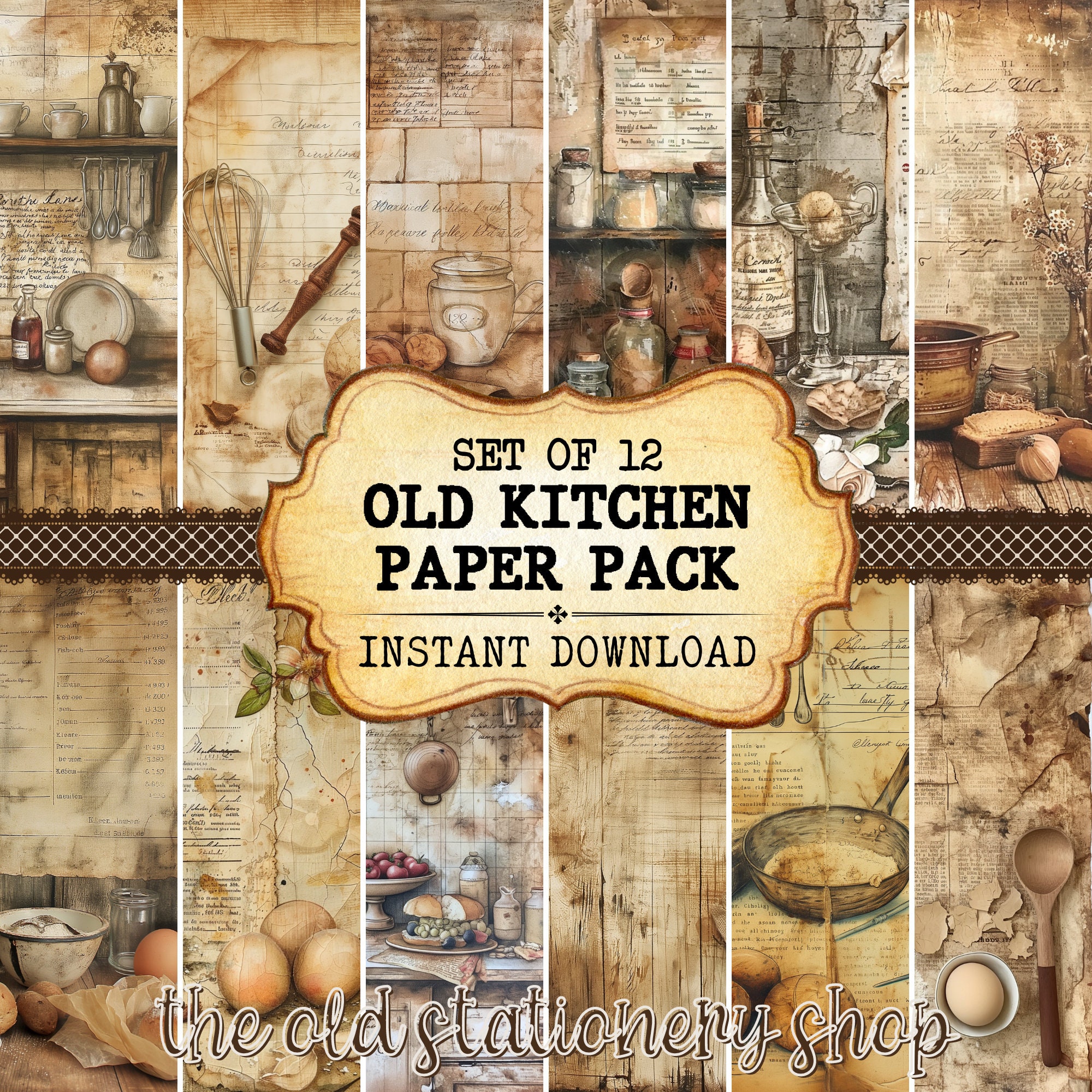 Old Kitchen Paper Pack Vintage Junk Journal Printable Pages ...