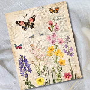 Shabby Spring Flowers Paper Pack, 36 Pages Printable Junk Journal ...