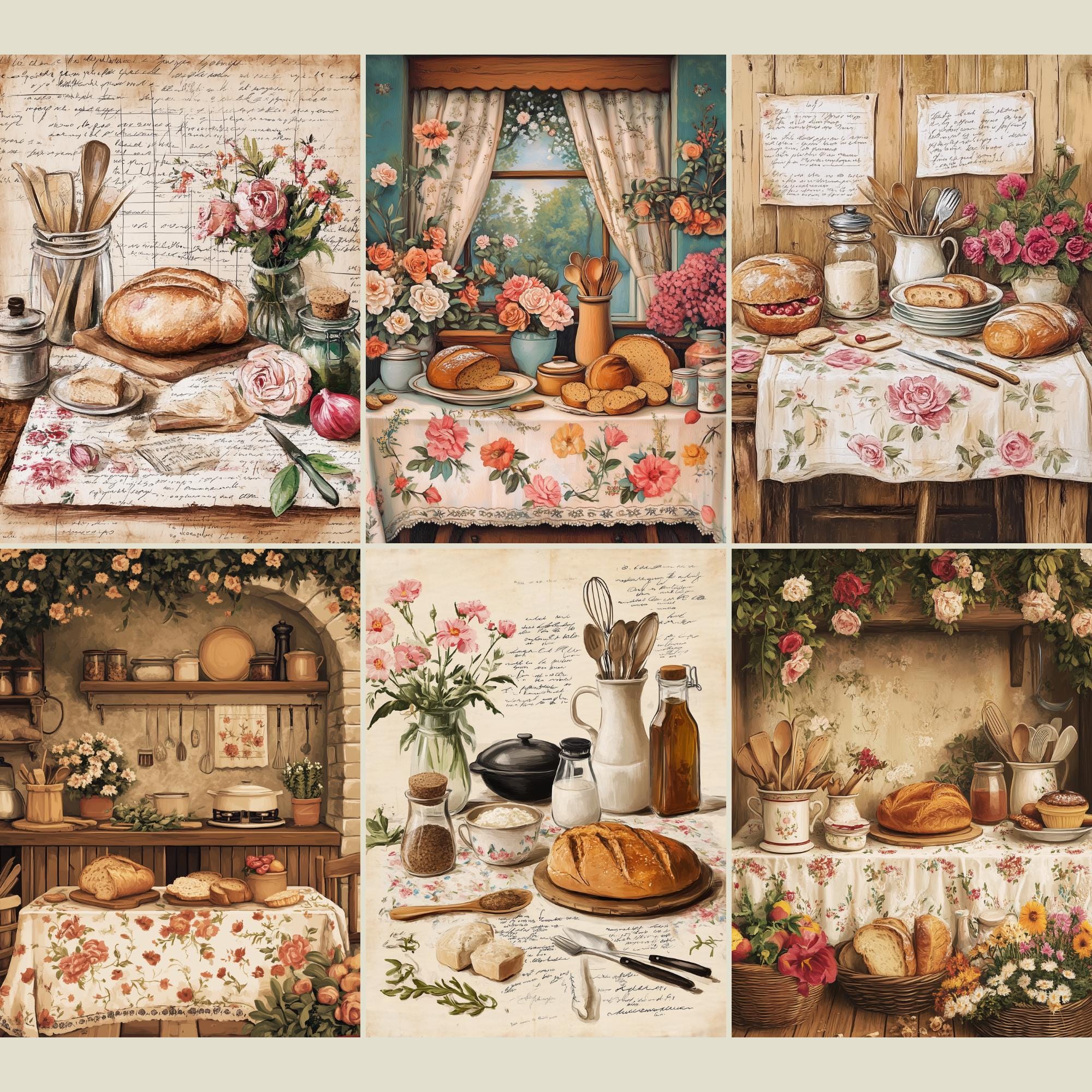 24 Pages Farm Kitchen Paper Pack Vintage Junk Journal Printable ...