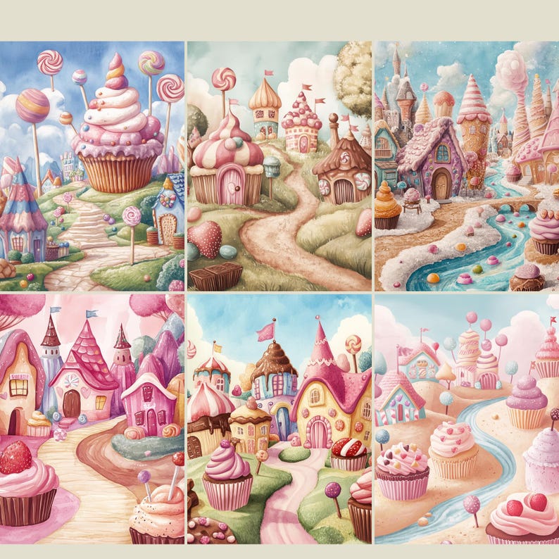Candyland Paper Pack, 24 Pages Printable Junk Journal, Vintage Retro ...