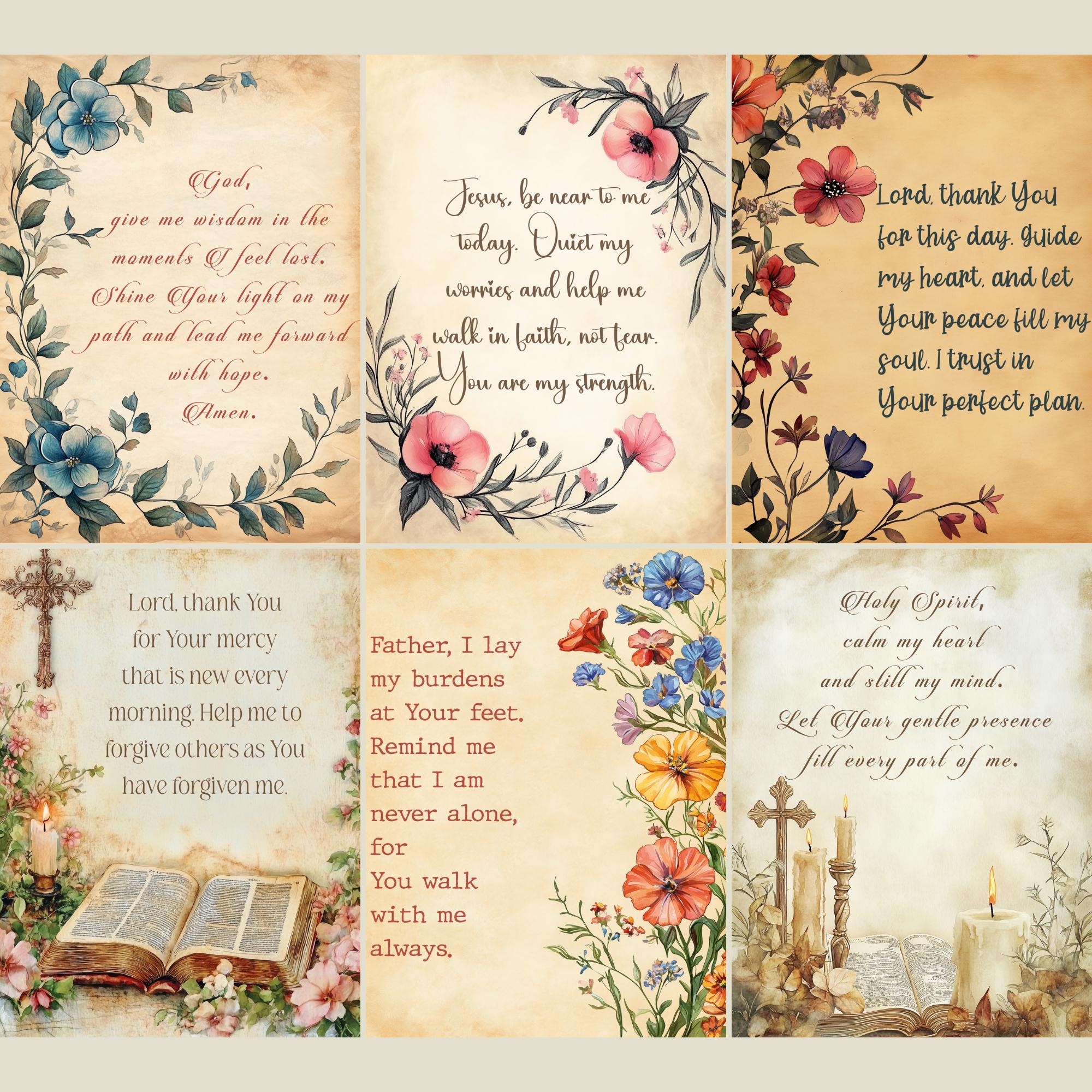 Prayers Paper Pack, 24 Pages Printable Junk Journal, Vintage Bible ...