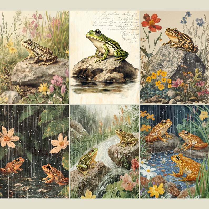 Vintage Frogs Paper Pack Vintage Junk Journal Printable Pages ...