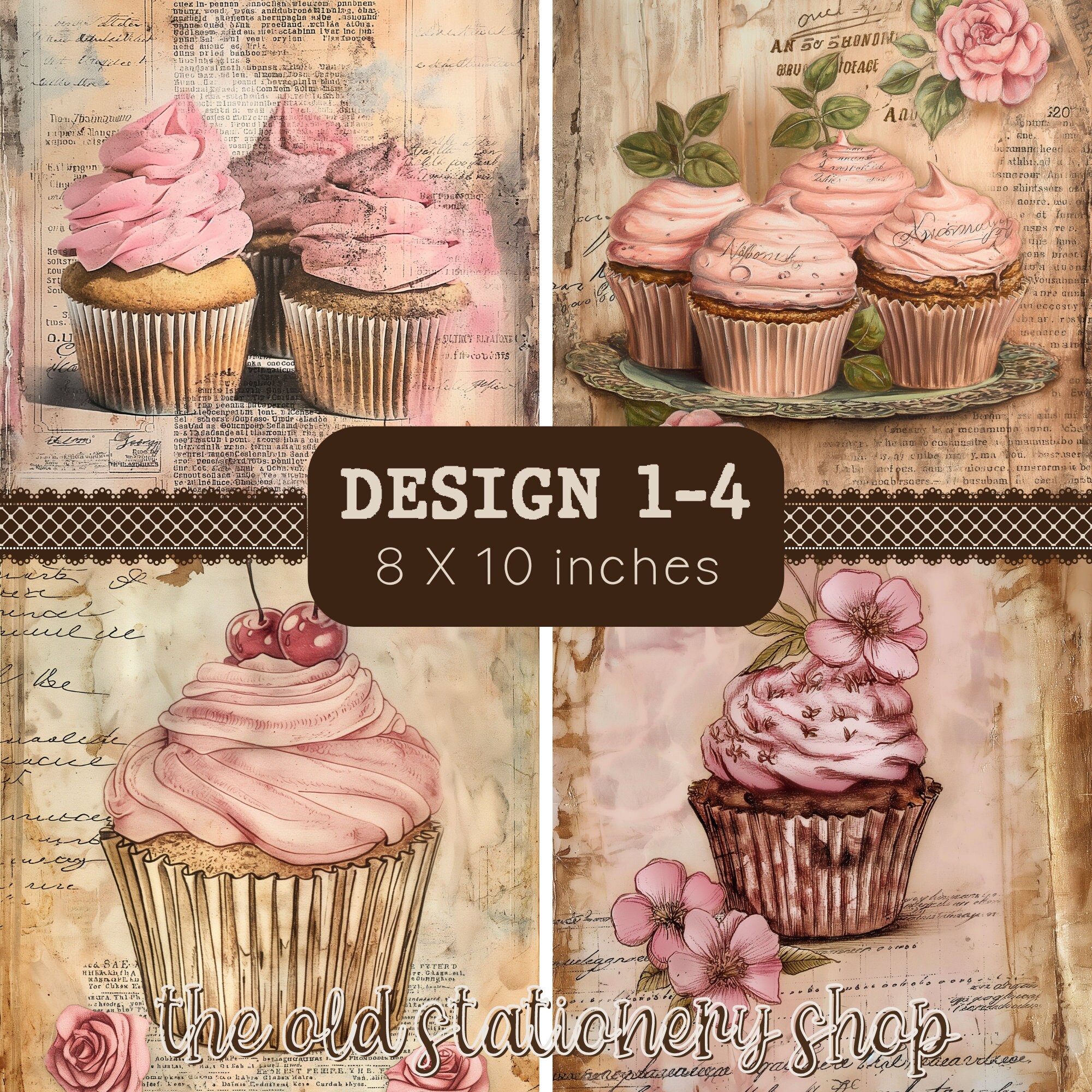 Sweet Cupcakes Paper Pack Vintage Junk Journal Printable Pages ...