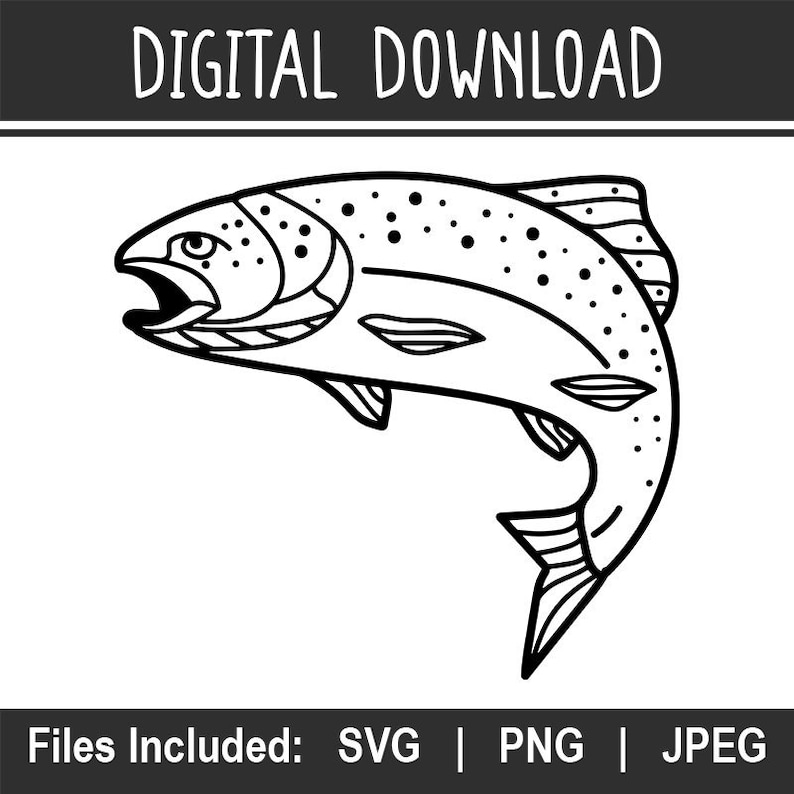 Trout SVG, Fish SVG, Trout Cut File, Fishing SVG, Trout Download ...