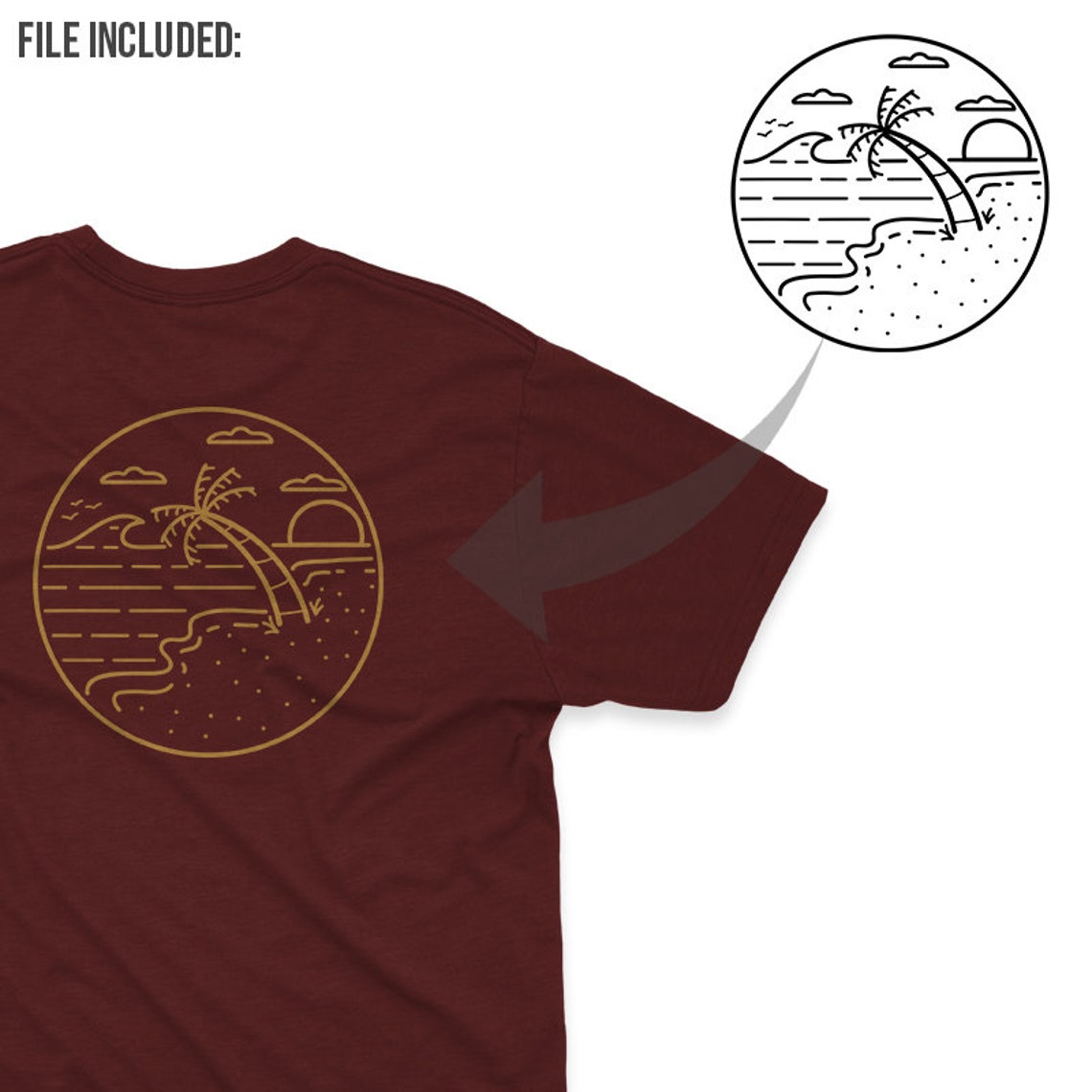 Beach SVG Sea Cut File Monoline SVG Sea Landscape SVG | Etsy