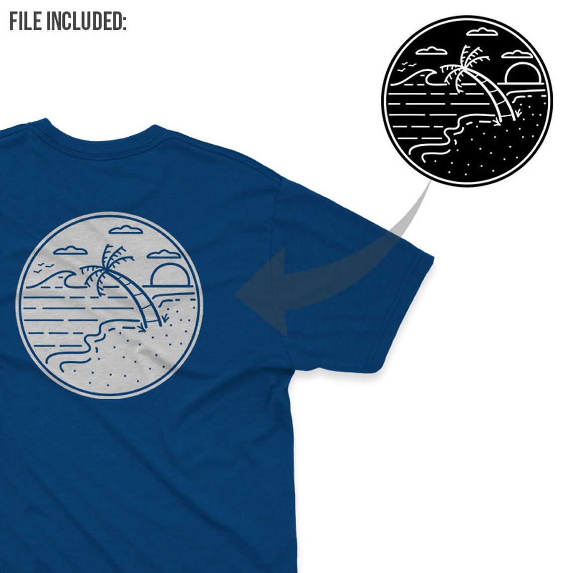 Beach SVG Sea Cut File Monoline SVG Sea Landscape SVG | Etsy