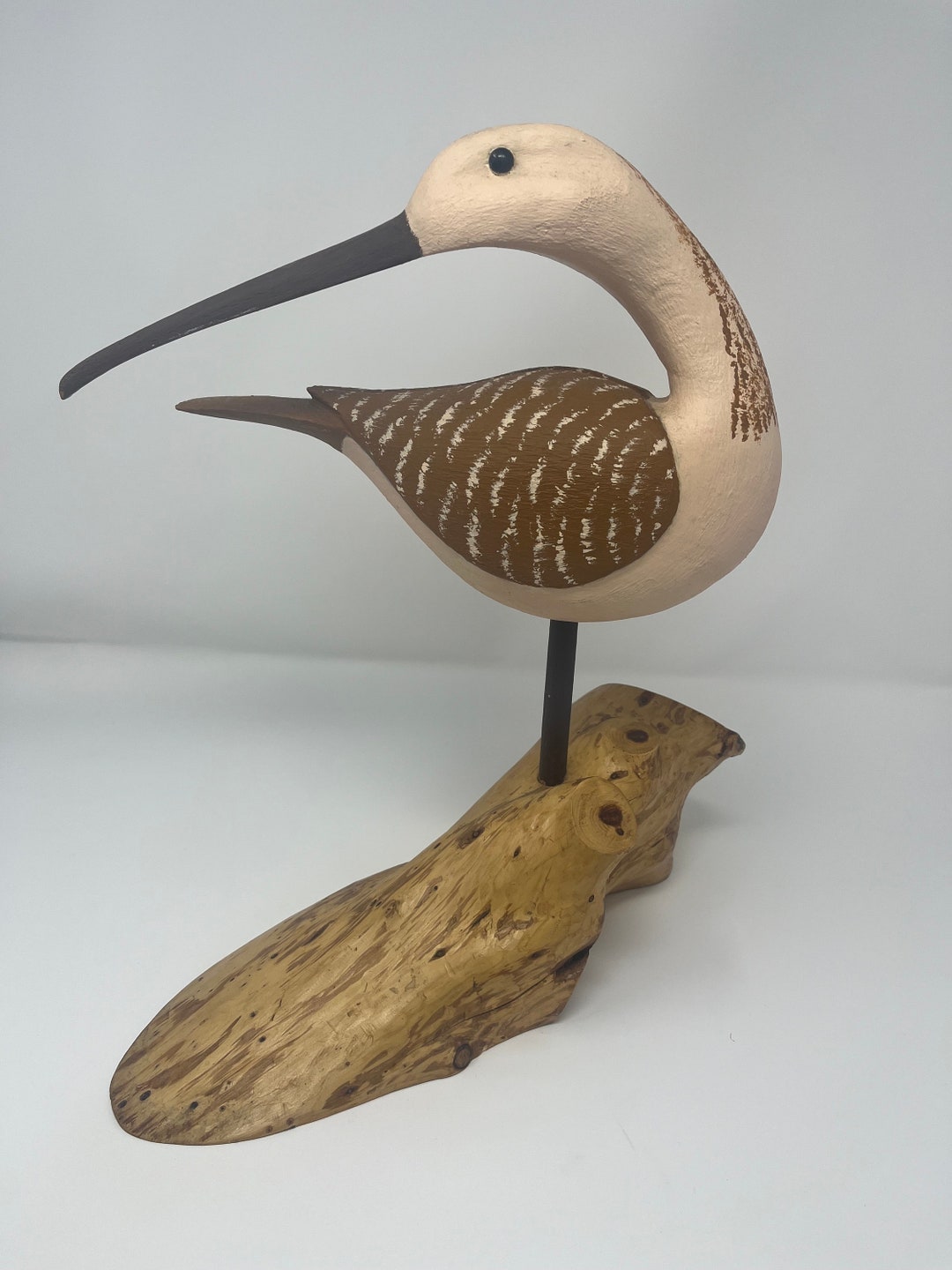 Carved Shore Bird on Wood - Etsy
