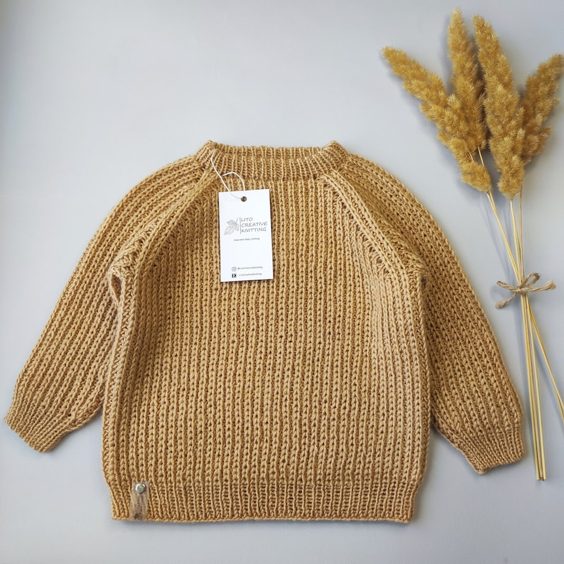 Hand Knitted Wool Ribbed Sweater for Baby/fisherman Ribbed Wool Child ...