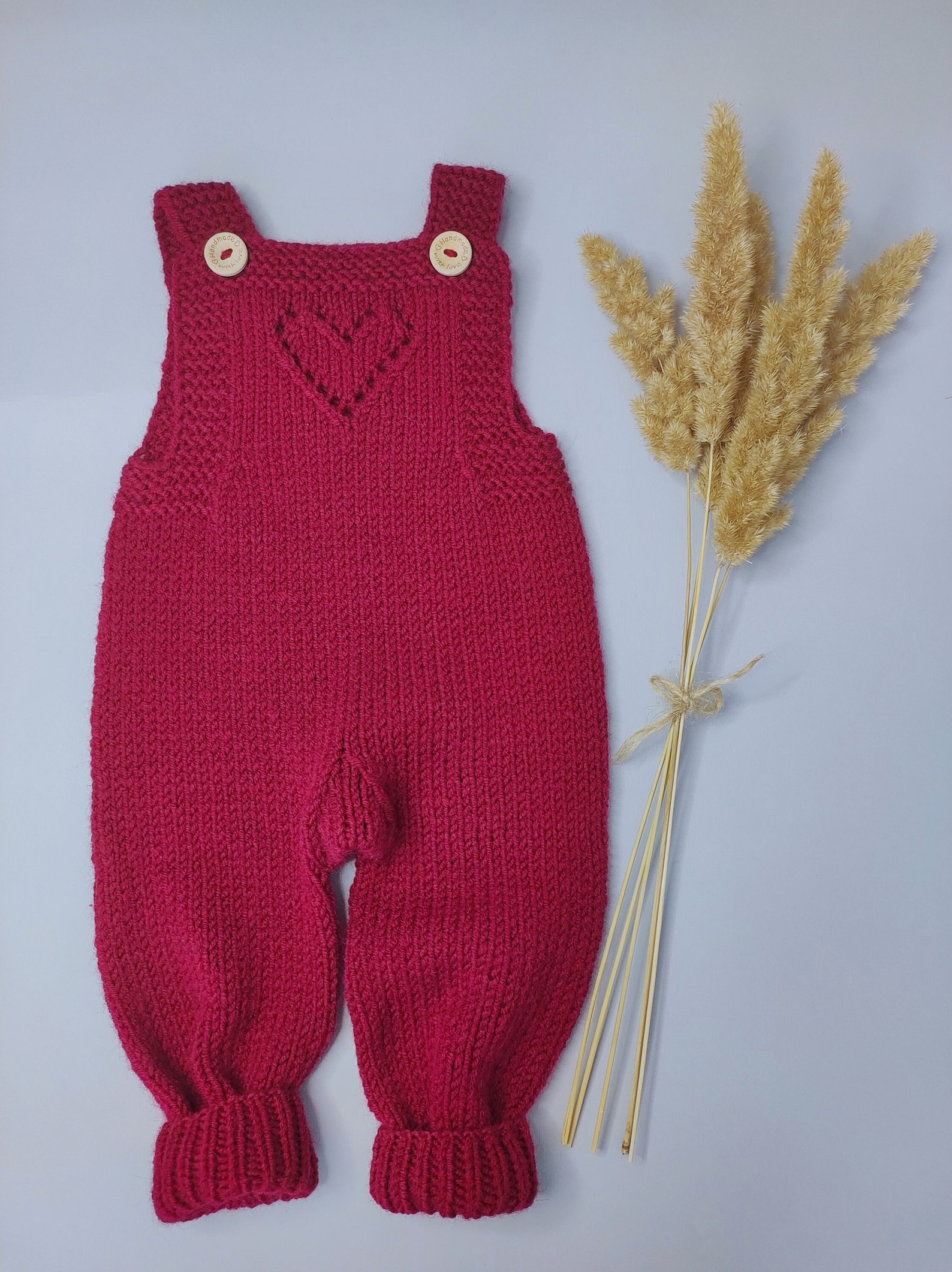 Knit Baby Romper With Heart /cute Wool Overall/wool Coming Home Baby ...