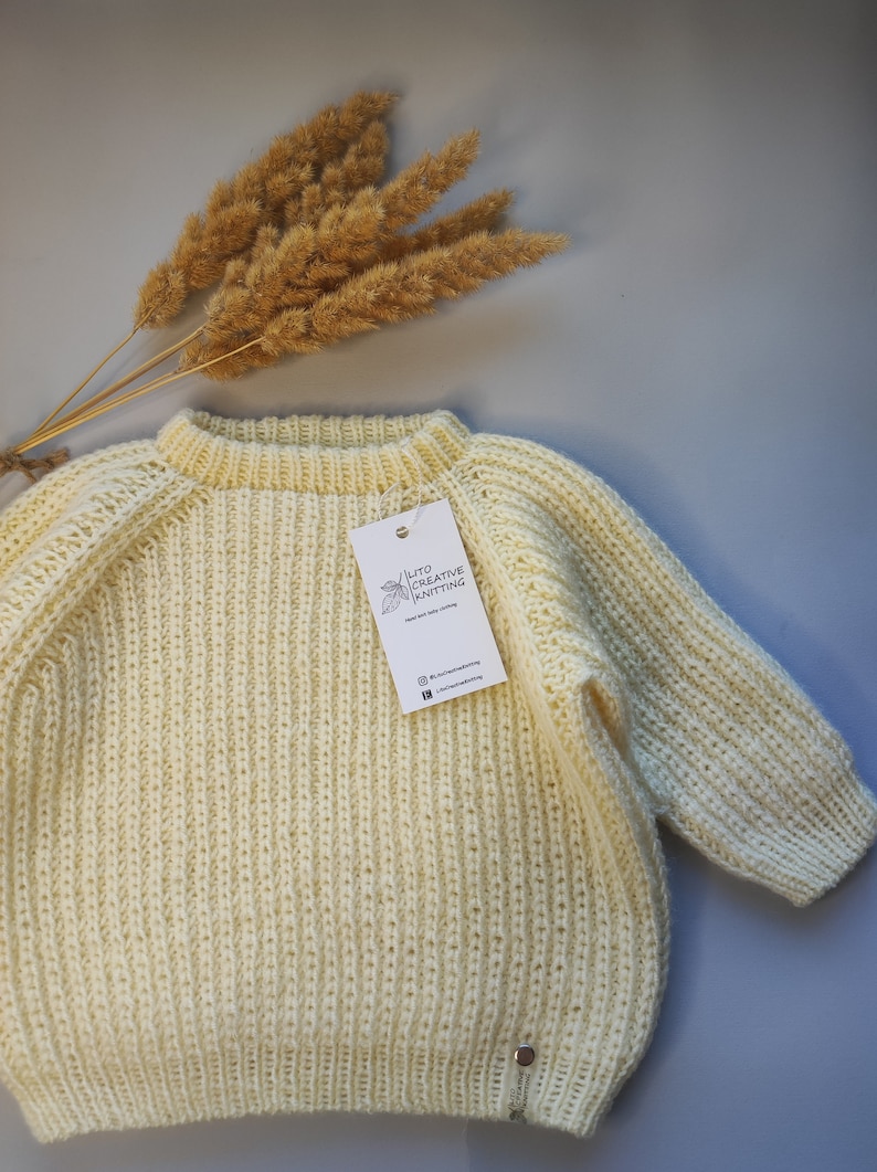 Hand Knitted Wool Ribbed Sweater for Baby/fisherman Ribbed Wool Child ...
