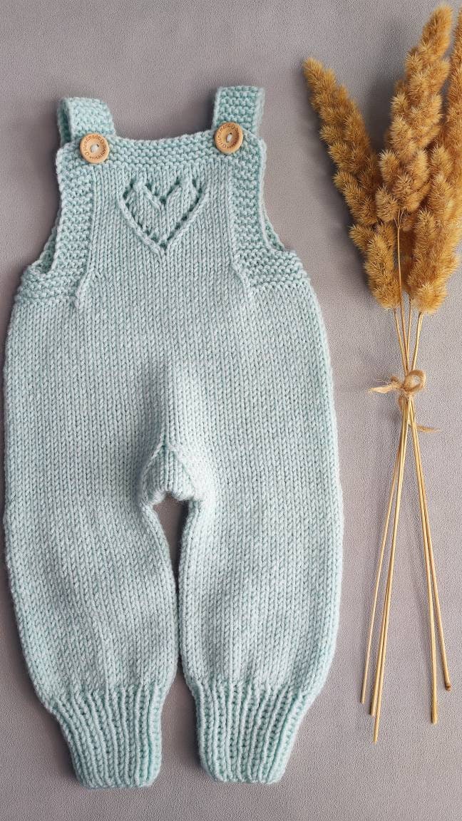 Knit Baby Romper With Heart /cute Wool Overall/wool Coming Home Baby ...