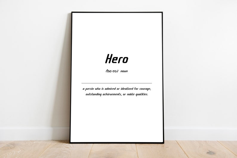 Hero Definition Funny Quote Print Wall Art Poster Hero | Etsy