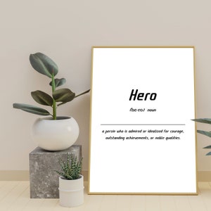Hero Definition Funny Quote Print Wall Art Poster Hero | Etsy